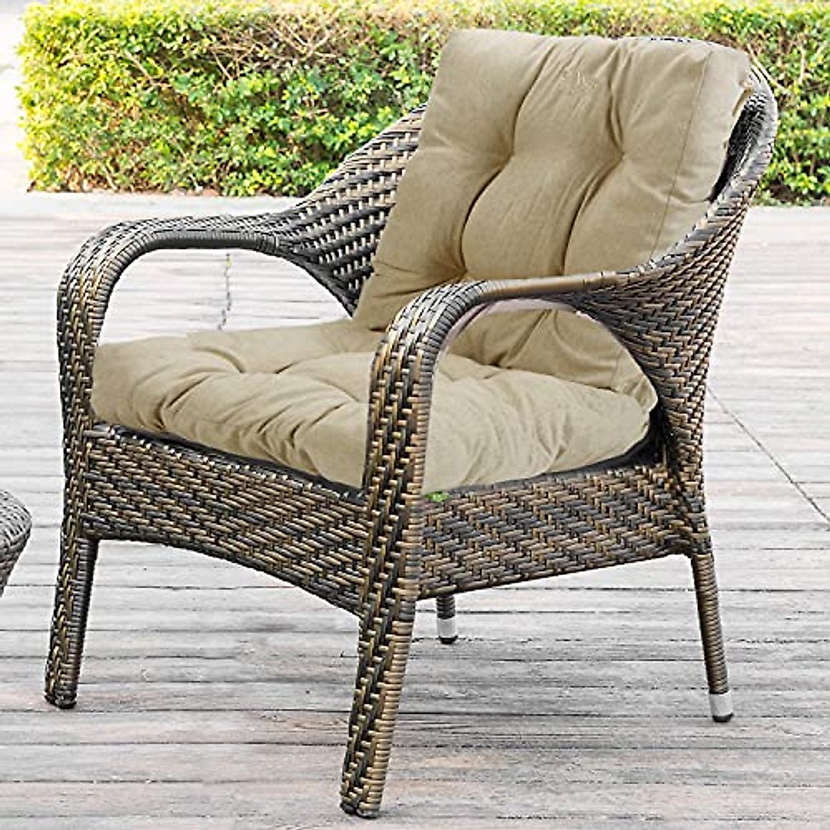 Big Hippo Outdoor Seat/Back Chair Cushion - Tufted High Back Patio Chair Cushions Soft Thicken Patio Chair Cushion for Indoor, Outdoor, Home Use (Beige)