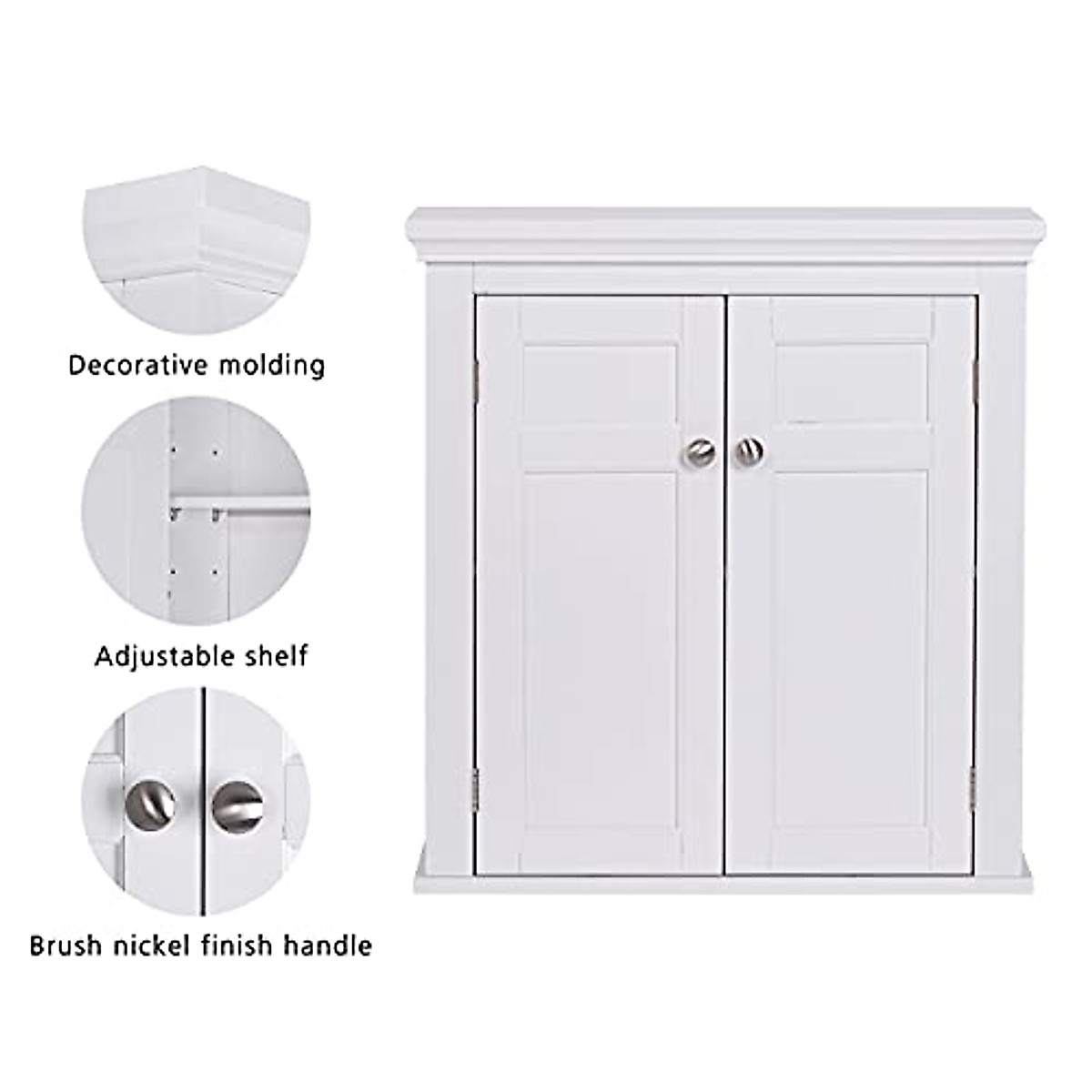 Spirich Home Bathroom Cabinet Wall Mounted, Hanging Bathroom Storage Cabinet Over Toilet, Medicine Cabinet with Doors and Shelves (White)