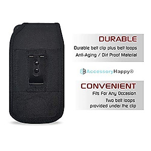 AH Military Grade Cell Phone Carrier Holster Men Cell Phone Belt Holder, for iPhone Holster T Mobile REVVL V, REVVL 6 iPhone 13 Pro Max, 14 Max S20 Plus Nylon Holster Fits Cell Phone w/ Otterbox