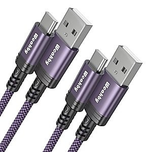 Wcakby USB-C to USB A Cable 3.1A Fast Charging [2-Pack 6.6ft], USB Type C Charger Cord Compatible with Samsung Galaxy S20 S10 S9 S8 A73 A51 A13, Note 20 10, LG G8 G7, PS5 Controller USB C Charger