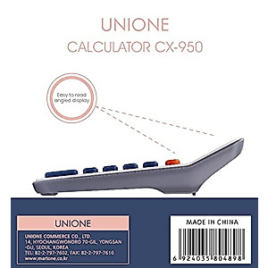 Large LCD Calculator, Dual Power Desktop Business, High School, UNIONE CX-950 4.7×6inch