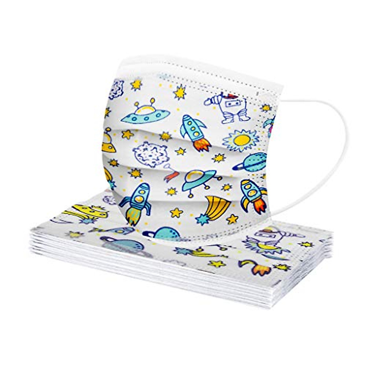 Kids Face Bandanas 50PCS - Disposable - 3Ply Ear Loop, No Washable, Breathable and Anti-Haze Dust, for Kids