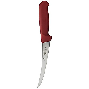 Victorinox Boning Curved Semi-Stiff Blade Fibrox Pro Handle, Red, 6" (VIC-40420)