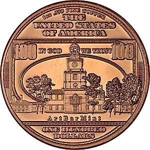 Jig Pro Shop Bank Note Series 1 oz .999 Pure Copper Round/Challenge Coin ($100 Ben Franklin)