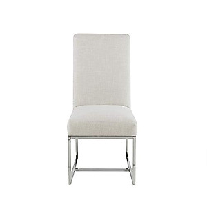 Madison Park Junn Dining Chairs - High Back, Soft Modern Luxe Accent Furniture, Sturdy Chrome Metal Legs Kitchen-Stool, All Cushion Deep Seating, 19"W x 26"D x 40"H, Natural