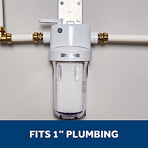 GE Whole House Water Filtration System | Reduces Sediment, Rust & More | Install Kit & Accessories Included | Filter Not Included | Replace Filters (FXHTC, FXHSC) Every 3 Months | GXWH35F, White, 7.50 x 13.50 x 7.75 inches