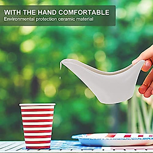 YARNOW Gravy Boat Ceramic White Gravy Boat for Salad Dressings Milk Broth Creamer Black Pepper Creamer Pitcher Milk Cup (White)