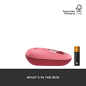 Logitech POP Mouse, Wireless Mouse with Customizable Emojis, SilentTouch Technology, Precision/Speed Scroll, Compact Design, Bluetooth, Multi-Device, OS Compatible - Heartbreaker Rose