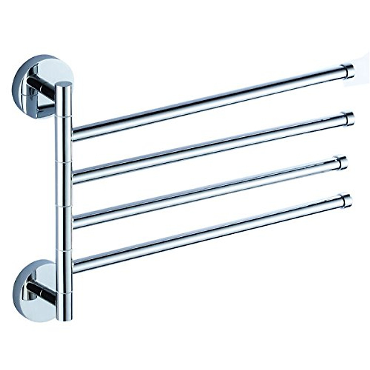 AIYoo Swivel Towel Bar 15 inch Wall-Mounted SUS 304 Stainless Steel 4-Arm Bathroom Swing Hanger Towel Rack Holder Storage Organizer Space Saving, Brushed Chrome