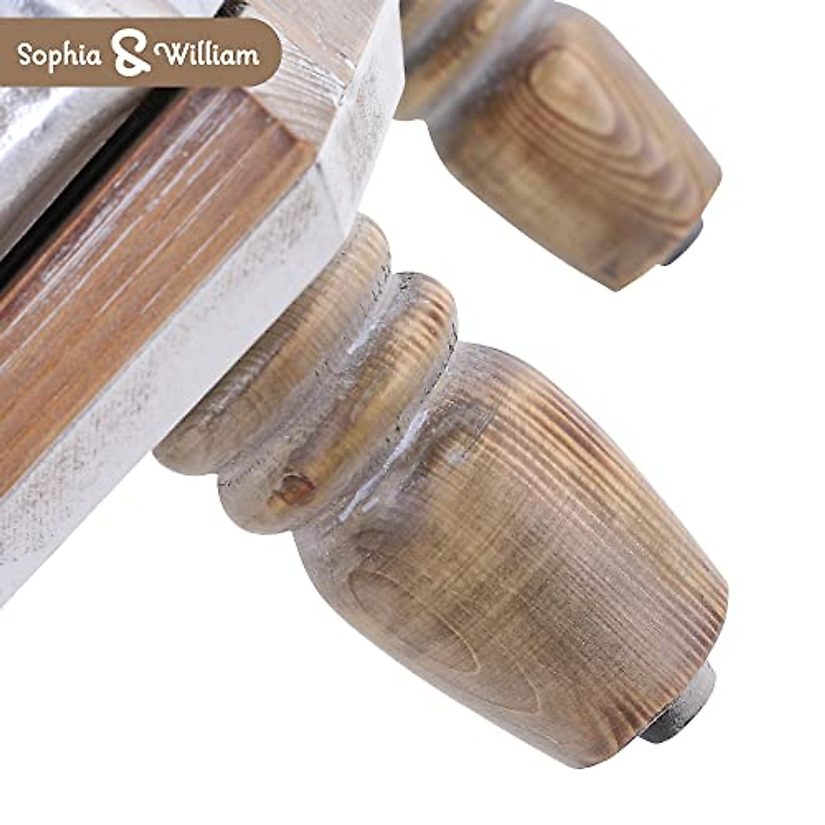 Sophia & William Accent Storage Cabinet with 2 Doors, Distressed Decorative Cabinet Storage Organizer with Wood Frame and Silver Embossed Pattern for Entryway Hallway Lvinig Room