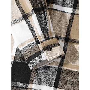 ZAFUL Men's Unisex Plaid Shirt Casual Flannel Jacket Button Down Long Sleeve Pocket Shirt Tops