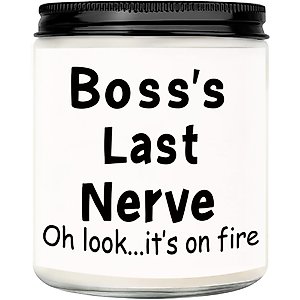 Hiipeenow Boss Gifts for Women Men, Handmade Natural Soy Wax Lavender Scented Candle Presents (7oz) - Boss Lady Gifts, Bosses Day Birthday Retirement Christmas Boss Gifts for Women Men Female Coworker