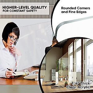 Plexiglass Table Top Sneeze Guard – Desk Divider for Students, Office, Transactions – Acrylic Shield | (24" x 36" with Cutout)