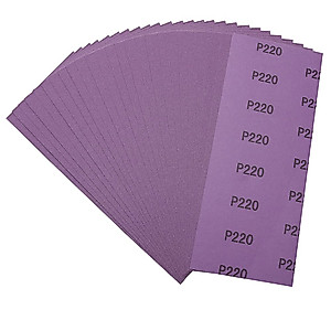 Sandpaper 220 Grit,Wet Dry Sanding Sheets,High Performance Ceramic Abrasive Sand Paper for Wood Furniture Finishing,Metal Grinding,Automotive Polishing,9 x 3.6 Inch,Purple,25-Pack