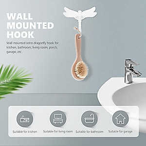 Zerodeko 1 Set Dragonfly Hook Decor Animal Coat Hangers Retro Keychain Metal Clothing Rack Heavy Duty Hook Wall Mounted Hanger Home Wall Hook Key Hanging Hook Aisle White Delicate