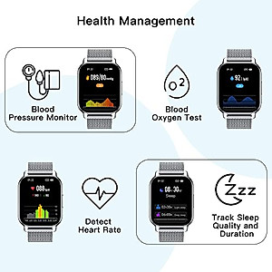 Popglory Smart Watch Call Receive/Dial, 1.85'' Smartwatch with AI Voice Control, Blood Pressure/SpO2/Heart Rate Monitor, Fitness Tracker Watch with 2 Straps for Men & Women iOS & Android Phones