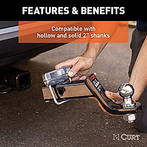 CURT 22325 No-Tool Anti-Rattle Hitch Clamp Tightener for 2-Inch Receiver, Hollow or Solid Shanks