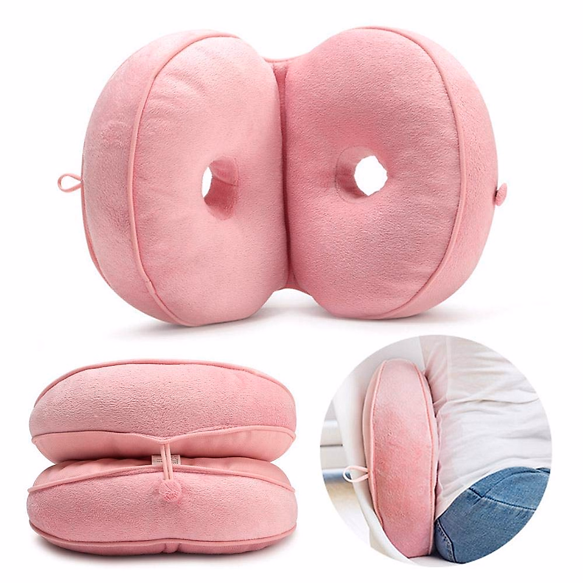 DPS&RXX Dual Comfort Cushion Lift Hips Up Seat Cushion Multifunction, for Pressure Relief, Fits in Seat, Back, Hamstrings Pain,Office & Car Use,Red