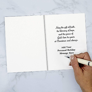 Current Snowy Church Personalized Christmas Greeting Cards Set - Set of 18 Large 5 x 7-Inch Folded Cards, Themed Religious Holiday Card Value Pack, Add Names or Text, Envelopes Included