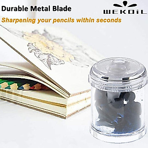 WEKOIL Manual Pencil Sharpener Double Holes Duty Metal Sharp Blade Jumbo Crayon XL Sharpener with Large Round Catches Sharpening Regular Pencils HB Graphite Colored Pencils for Teachers Artists