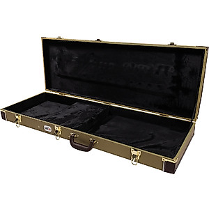 Gearlux Rectangular Electric Guitar Hard Shell Wood Case for Standard-Size Guitars Including Fender Strat/Tele - Tweed