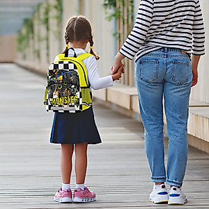 Kids Backpack,Monster Truck Lightweight Preschool Backpack for Toddlers Boys Girls with Chest clip One Size