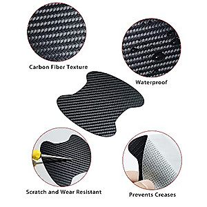 4PCS Car Door Handle Scratch Protectors, Carbon Fiber Car Door Handle Paint Scratch Protector Sticker Universal Auto Door Paint Guard Car Door Cup Scratch Protection Films