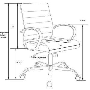 LeisureMod Benmar Modern Mid-Back Adjustable Swivel Leather Office Chair with Gold Frame (White)