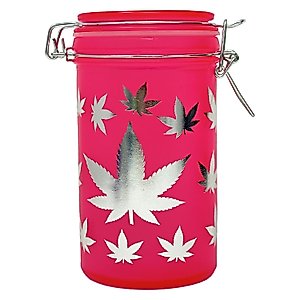 Ted Miller Innovation 6" Glass Jar with Clamping Lid (Pink/Silver Leaves