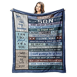 Son Valentines Day Gifts from Mom and Dad - Graduation Gifts Birthday Gifts for Son - To My Son - Son Gifts from Mother for His Birthday - Best Gift Ideas for Son - Throw Blankets for Bed Sofa 60"X50"
