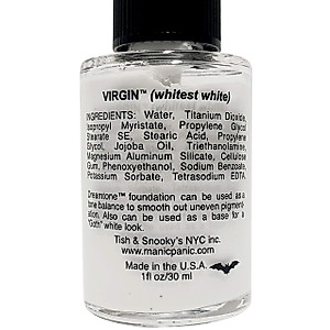 MANIC PANIC Dreamtone Flawless White Liquid Foundation - Full Coverage White Foundation And Color Corrector with Demi Matte Finish - Cosplay, Halloween Makeup, & Everyday Use (0.96oz)