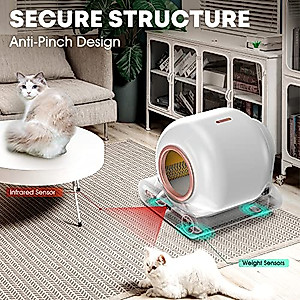 Litter Box Self Cleaning Easy to Use - Pet Friendly Automatic Cat Litter Box with Clean Air - Large Space Kitty Litter Box Self Cleaning - Cat Litter Box Smart