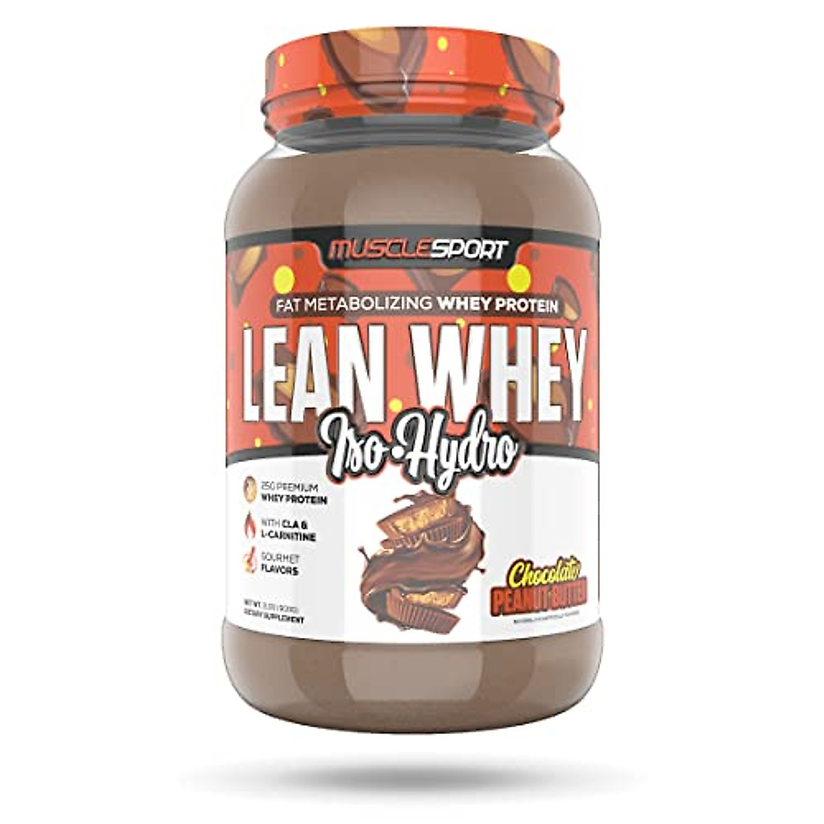 Musclesport Lean Whey Revolution™ Protein Powder - Whey Protein Isolate - Low Calorie, Low Carb, Low Fat, Incredible Flavors - 25g Protein per Scoop (2LB, Chocolate Peanut Butter)