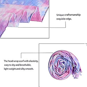 Tie Dye Head Scarf for Women Long Wrap Turban Headband (1PCS (Pink+Blue))