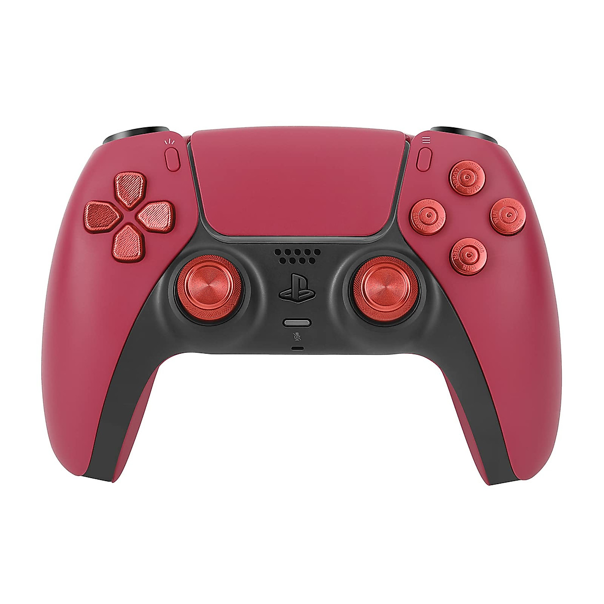 TOMSIN Metal Buttons Replacement Kit for PS5 Controller – Aluminum Thumbsticks & O X Square Triangle & Dpad Buttons Accessories Compatible with PlayStation 5 DS Controller (Red)