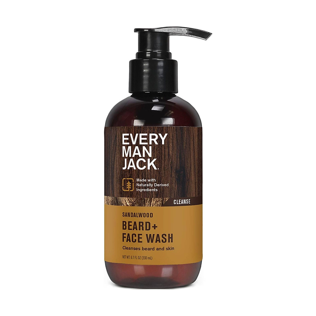 Every Man Jack Beard + Face Wash - Subtle Sandalwood Fragrance - Deep Cleans, Conditions, and Softens Your Beard and Skin Underneath - Naturally Derived with Aloe and Coconut - 6.7-ounce (EmjBeardWashParent)