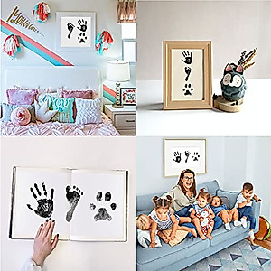 WEWESGAO Ink Pads for Baby Footprints and Pet Paw Print kit,Non-Toxic and Acid-Free Ink, Easy to Wipe and Wash Off Skin, Smudge Proof,Baby Footprint Kit,Long Lasting Keepsakes(Black)
