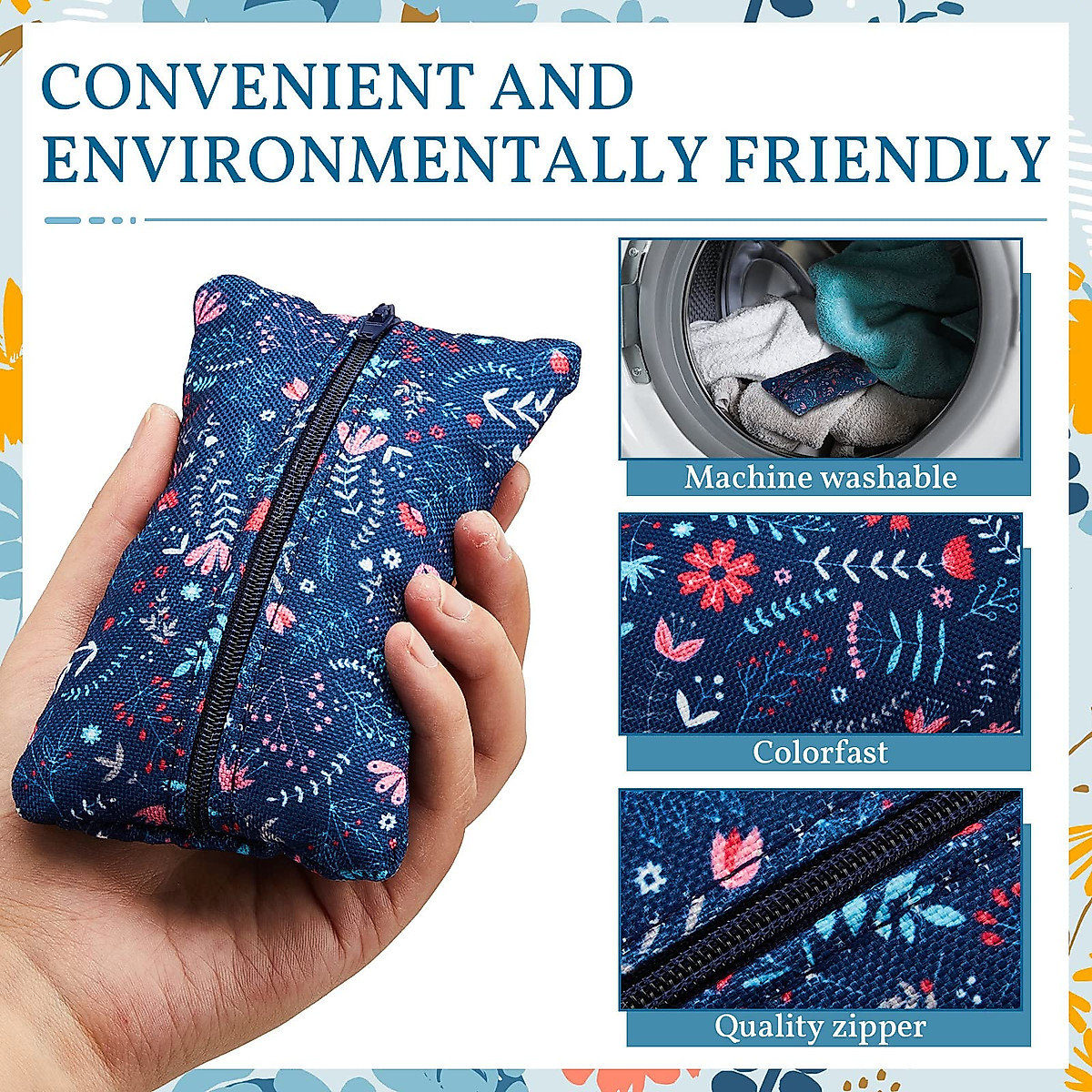 Kigeli 2 Pieces Purse Tissue Holder Travel Tissue Pouch for Purse Fabric Zipper Enclosed Pouches Reusable Flower Pattern Paper Holder for Coins, 5.25 x 3 Inches(Rustic Floral Print)