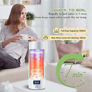 TYEMUI Travel Electric Kettle - Portable Travel Kettle Water Boiler, 380ml Small Electric Travel Tea Kettle, Stainless Steel Hot Water Kettle with 4 Temperature Control, Auto Shut-Off