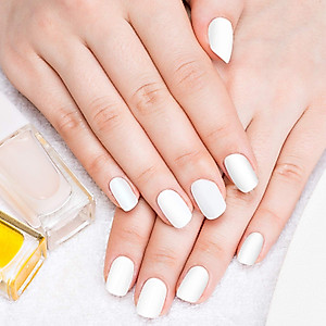 BBTO 96 Pcs Short Press on Nails Fake Nails Full Cover Short False Nails Acrylic Square Nails with Glue for Women Girls DIY Nails Favors (White, Matte)