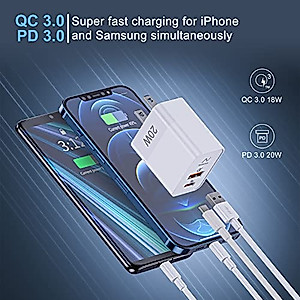 20W USB C Wall Charger,NITASA 2-Pack Dual Port Fast PD+Quick Charge 3.0 Charger Block Plug for iPhone 14 13/12/11/14 Pro Max SE iPad Galaxy Pixel,USB C Power Adapter Fast Charging for iPhone 14 Plus