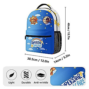 Cutievoo Sun and Moon Stars Backpack Lightweight Bookbags Daypack Laptop Bag For Women Men Travel Office
