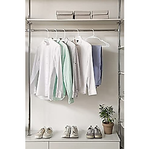 Royale 60 Pack White Plastic Hangers For Clothes - Heavy Duty Plastic Clothes Hanger Ideal For Everyday Standard Use - Lightweight & Space Saving Notched Plastic Hangers - Slim & Sleek Shoulder Groove