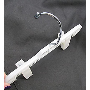 NAHANCO 1610PCLH Plastic Baby/Infant Size Skirt/Pant Hangers, Long Metal Swivel Hook and Plastic Pinch Clips, Heavy Weight, 9", White (Pack of 100)