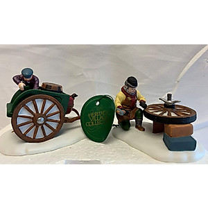 Dept 56, Heritage Village Collection C. Bradford, Wheelwright & Son" Set of 2 Handpainted Porcelain Accessories