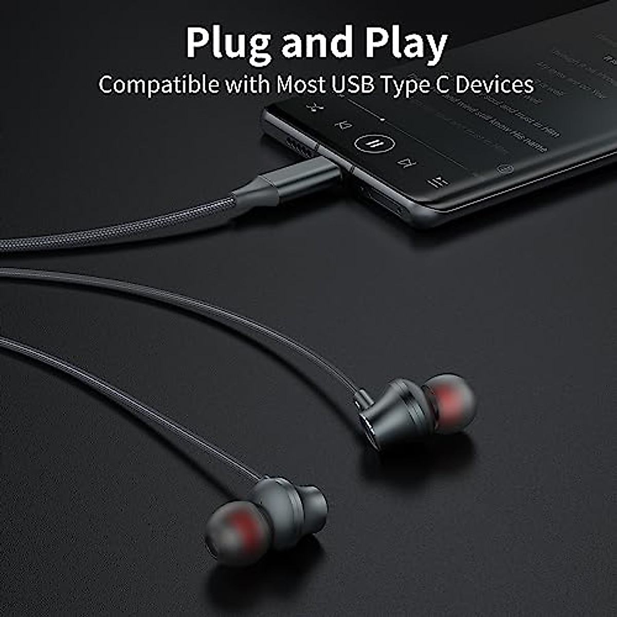 USB C Headphones,USB Type C Earphones Wired Earbuds Magnetic Noise Canceling in-Ear Headset with Microphone for iPad Pro, Samsung Galaxy S23 S22 S21 S20 Ultra, Note 10 20, A53 A54, Pixel 7 6a Oneplus