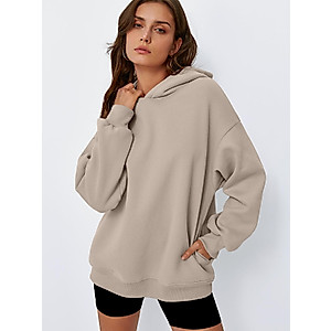 Trendy Queen Womens Oversized Hoodies Fleece Hooded Sweatshirts Casual Pullover Fall Winter Outfits Long Sleeve Tops 2025 CoffeeGrey XL