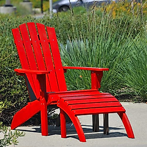 PolyTEAK Outdoor Ottoman, Real Wood Look abd Feel, All-Weather Outdoor Patio Adirondack Foot Stool, Outdoor Firepit Foot Rest for Adirondack Chairs (Red)