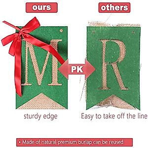 ZKC Merry Christmas Burlap Banner Home Garden-Xmas Bunting Decoration Indoor Outdoor Fireplace Wall Tree (Mix)
