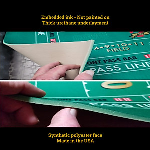 Casino Dealer Mats Premium Quality Craps Layout- Green - Lightweight Portable - Foam Walls - Fits on Most Dinning Room Tables - The Ultimate Home Style Party Game